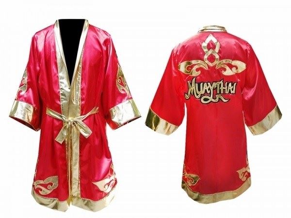Kanong Thai Boxing Fight Robe : Red Lai Thai | SingaporeMuayThai.com